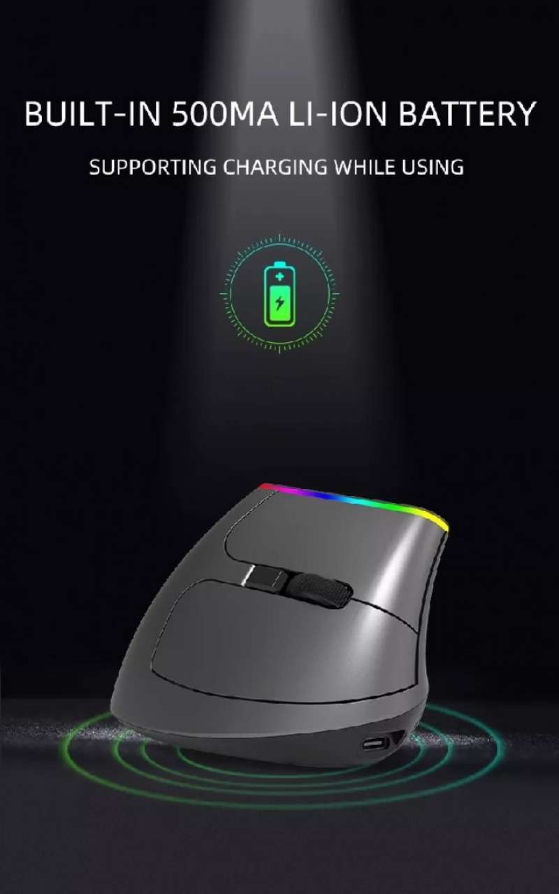 Promo Delux M618db - Wireless Ergonomic Vertical Mouse - Dual Mode Version - Black Black Diskon ...