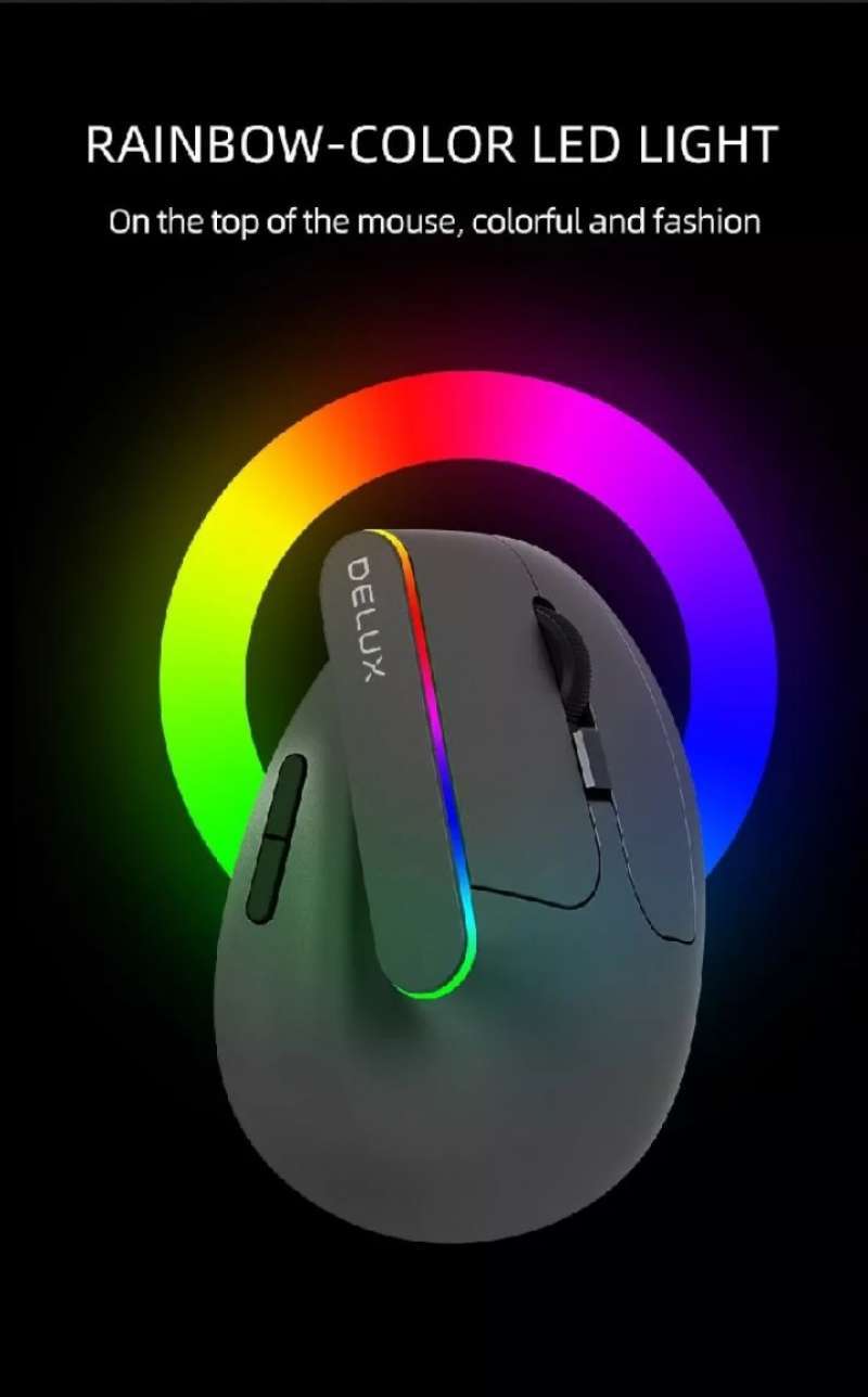 Promo Delux M618db - Wireless Ergonomic Vertical Mouse - Dual Mode Version - Black Black Diskon ...