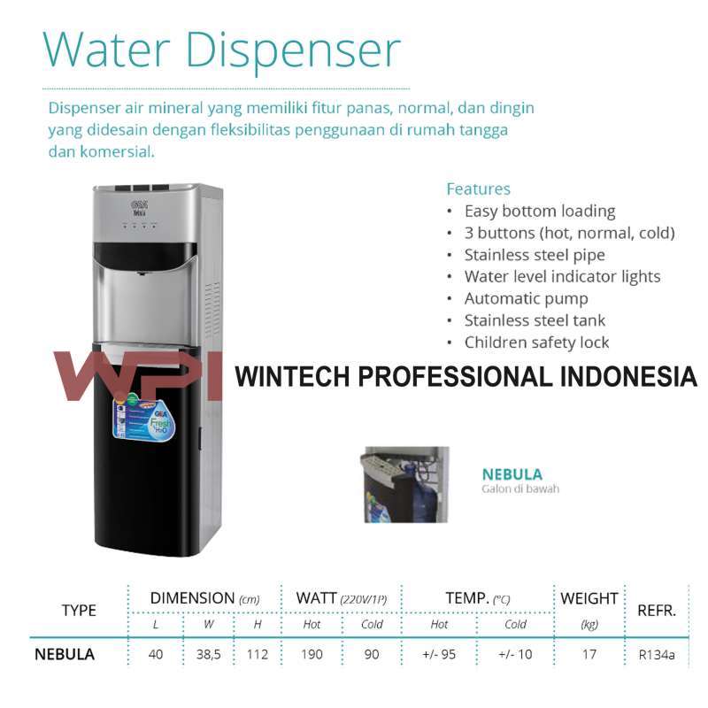 Jual Gea Nebula Water Dispenser Air Galon Bawah 3 Kran Panas Normal ...
