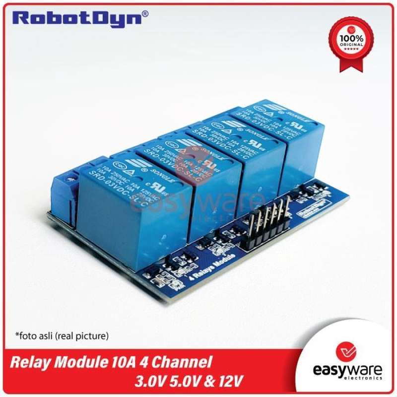 Jual RobotDyn Relay Module 4 Channel 10A 3V 5V 12V Relay Songle - 3V di ...