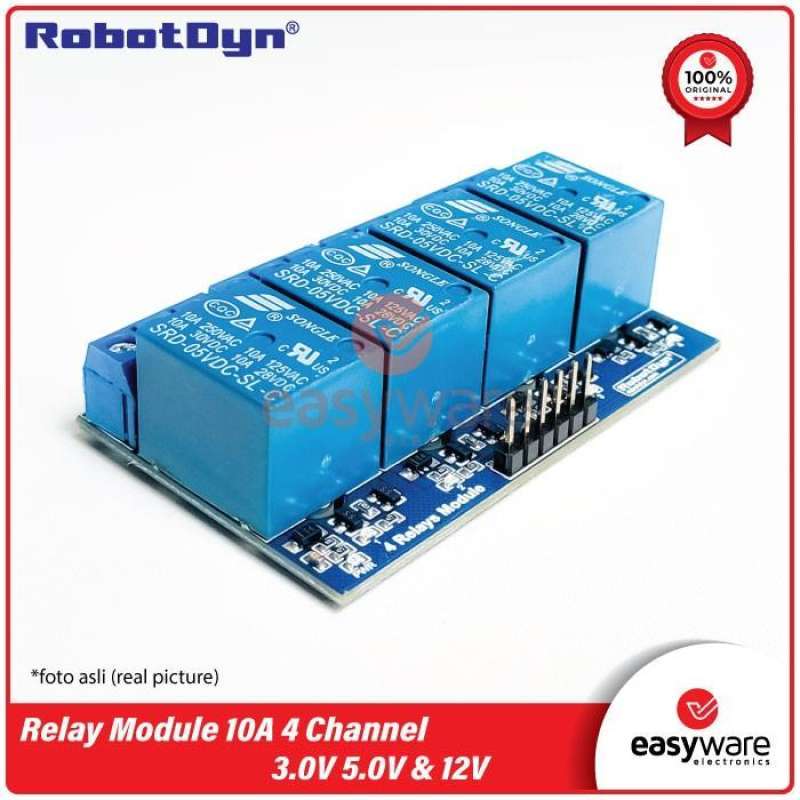 Jual RobotDyn Relay Module 4 Channel 10A 3V 5V 12V Relay Songle - 5V di ...