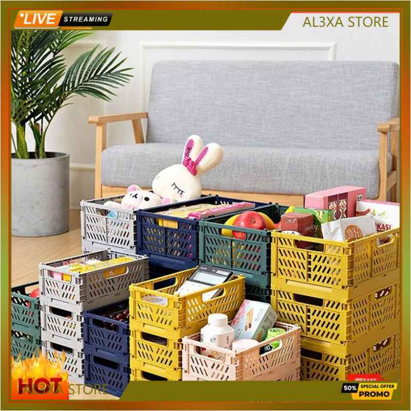 Promo Folding Collapsible Plastic Storage Crate Box Stackable Ho Diskon