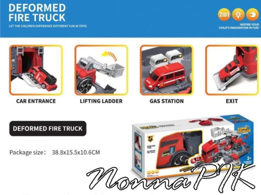 Promo Mainan deformed fire truck super storage mainan carry mobil ...