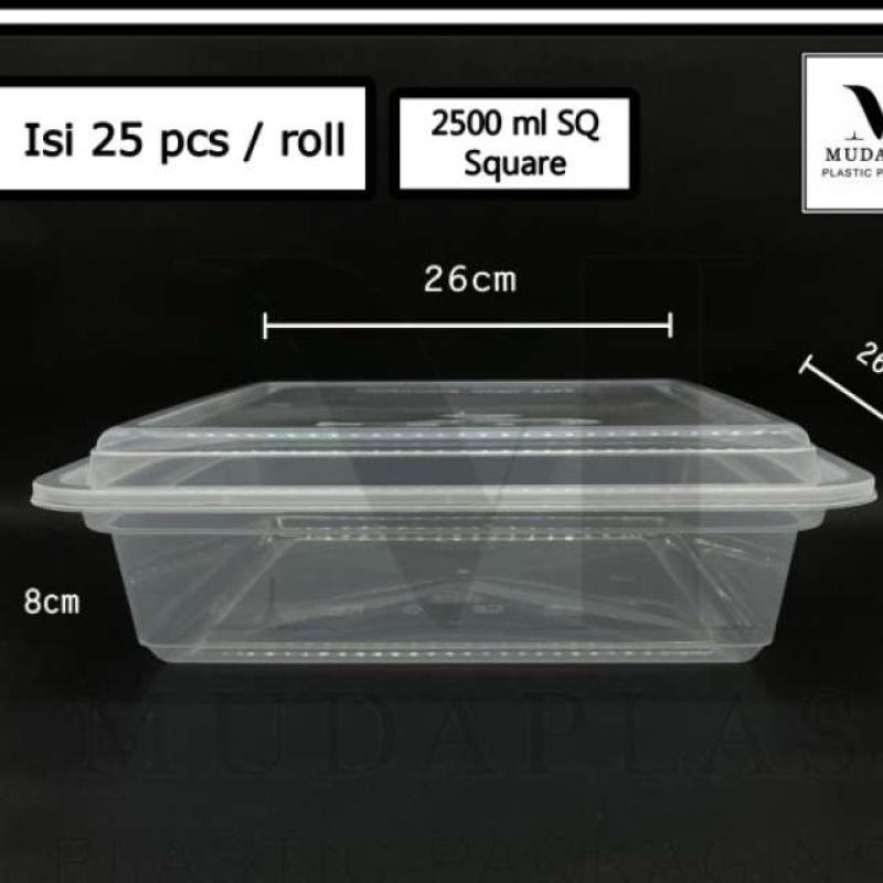 Jual Kotak Makan Plastik 2500 Ml Square Thinwall Container Dm Isi 25