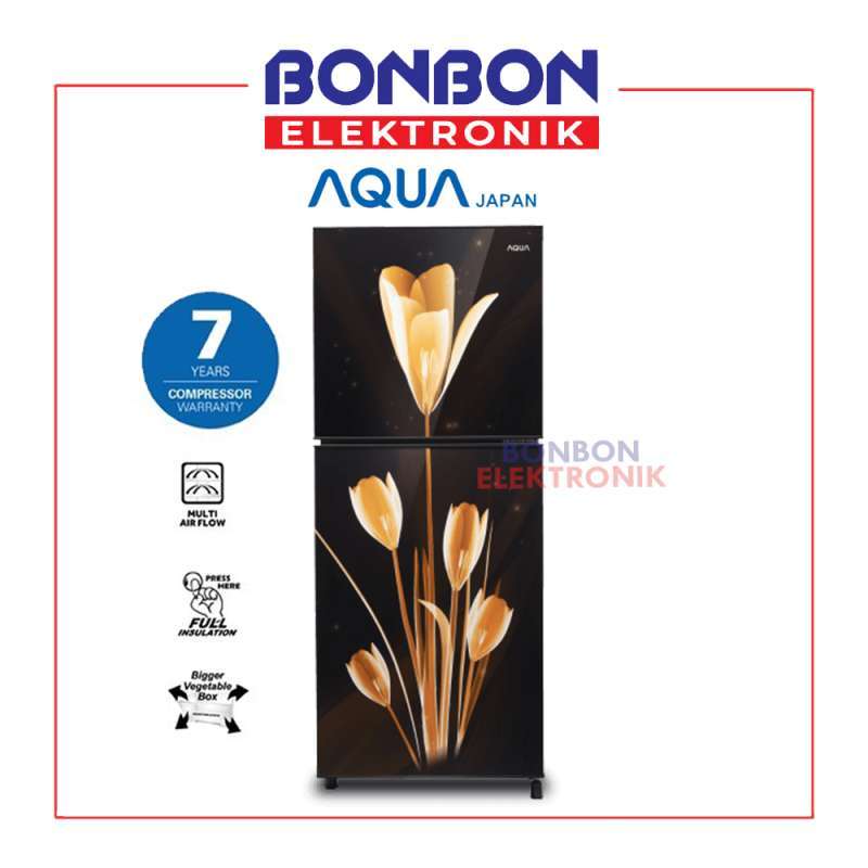 Jual AQUA Kulkas 2 Pintu AQR-D251(LK) 169L Lily Black Series Bunga di ...