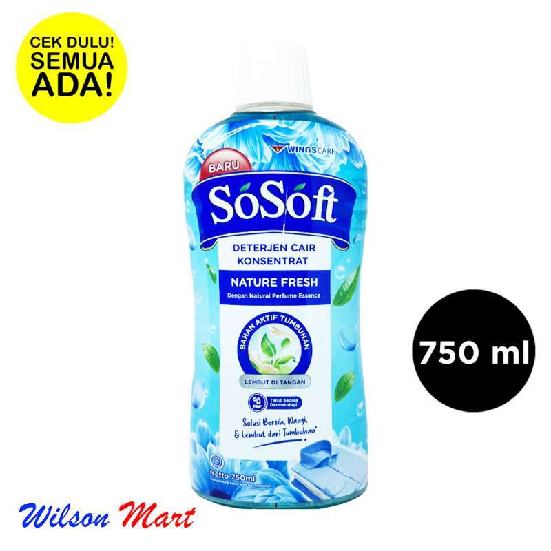 Jual SOSOFT NATURE FRESH BIRU 750 ML BOTOL SO SOFT DETERJEN CAIR ...