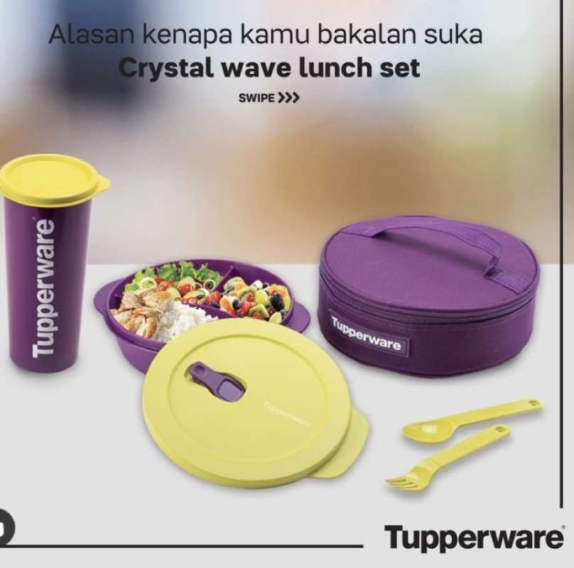 Jual Tempat Makan Sekat & Minum Tupperware Crystalwave Lunch set ...