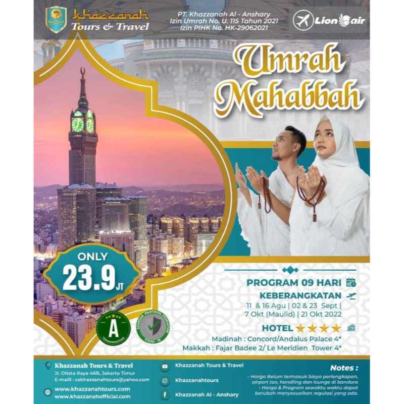 Jual UMRAH MAHABBAH 09 H BY LION AIR - 11 Agustus 2022 di Seller ...