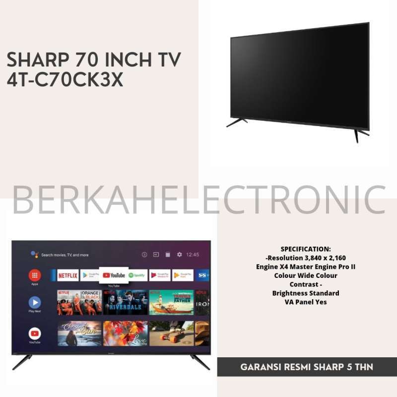 Promo SHARP UHD 4K ANDROID TV 70 INCH 4T-C70CK3X Diskon 2% di Seller ...