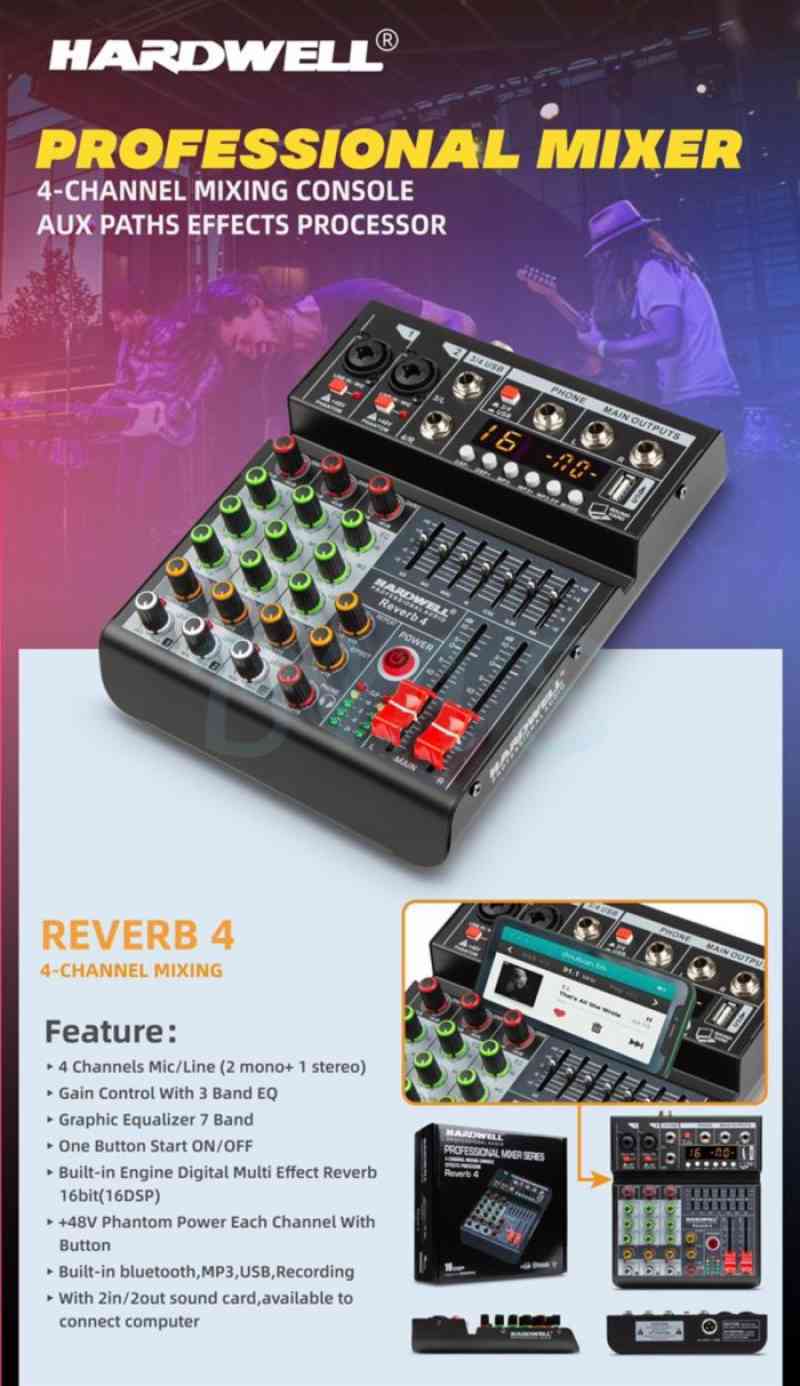 Jual Mixer Hardwell 4 Channel Reverb 4 Original Mixer Recording ...
