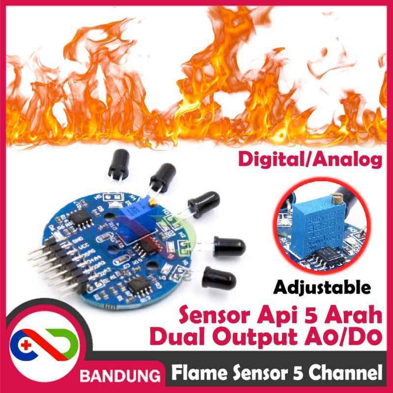 Jual INFRARED IR FLAME SENSOR MODULE 5 CHANNEL DIGITAL ADJUSTABLE di ...