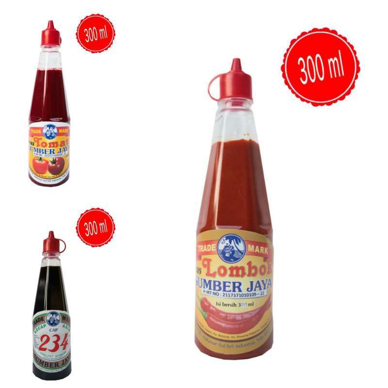 Jual Paket Saos/Saus Sambal Merah/Tomat & Kecap Asin 300 mL ( Sumber ...