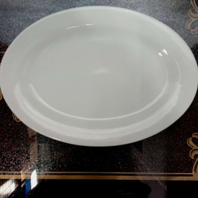 Promo Piring ikan / oval besar 16 inch keramik polos ( 1 pcs ) Diskon ...