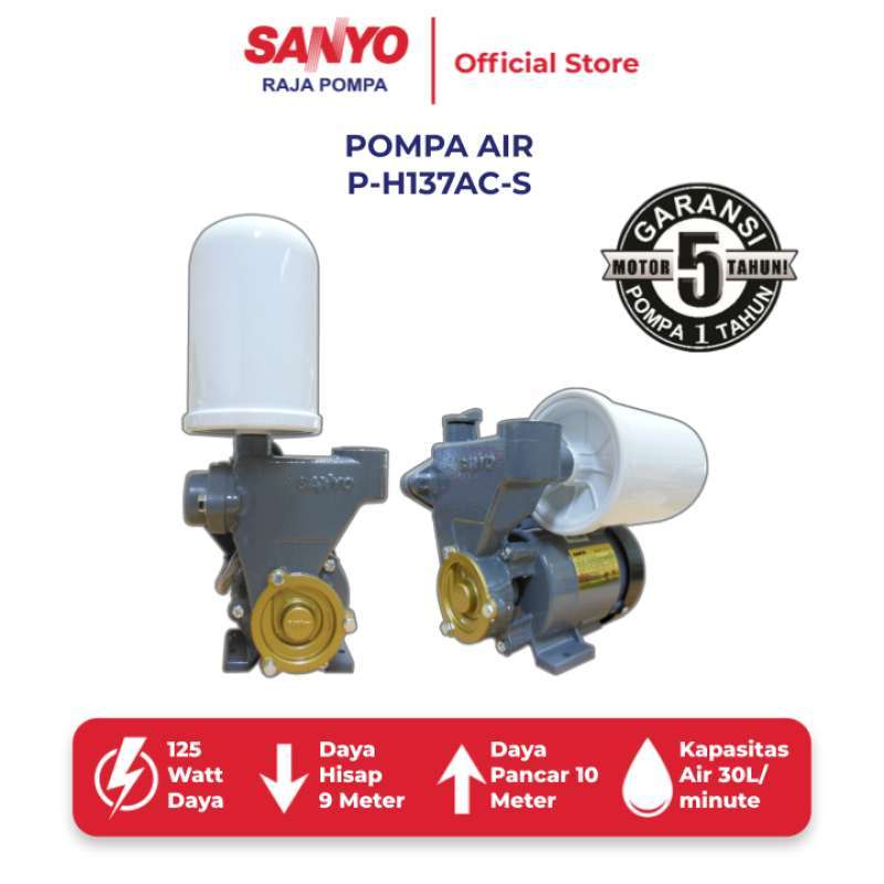 Jual SANYO Mesin Pompa Air Sumur Otomatis- P-H137AC-S Horizontal ...