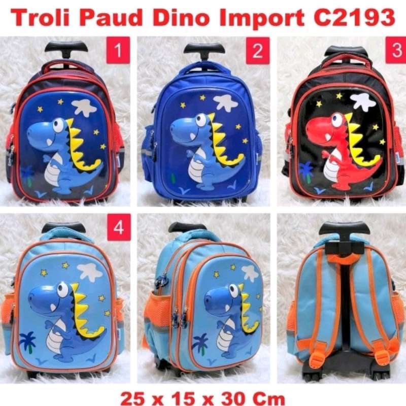 Promo Tas Trolley Ransel Dinosaurus Timbul anak TK PAUD Diskon 5% di ...