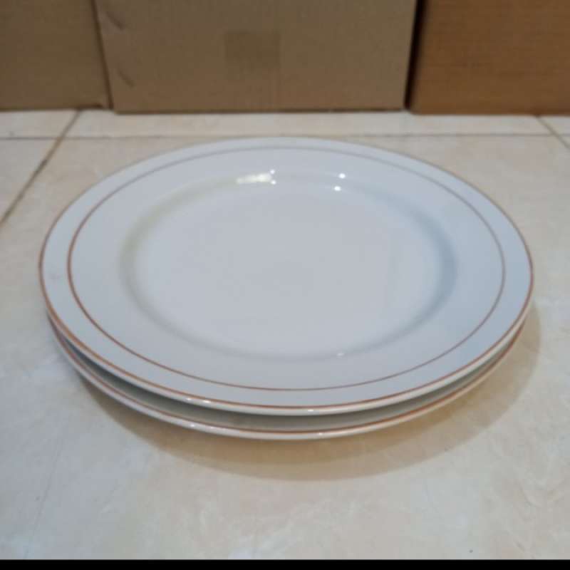 Jual piring ceper/piring makan porcelain keramik/piring putih goldline ...
