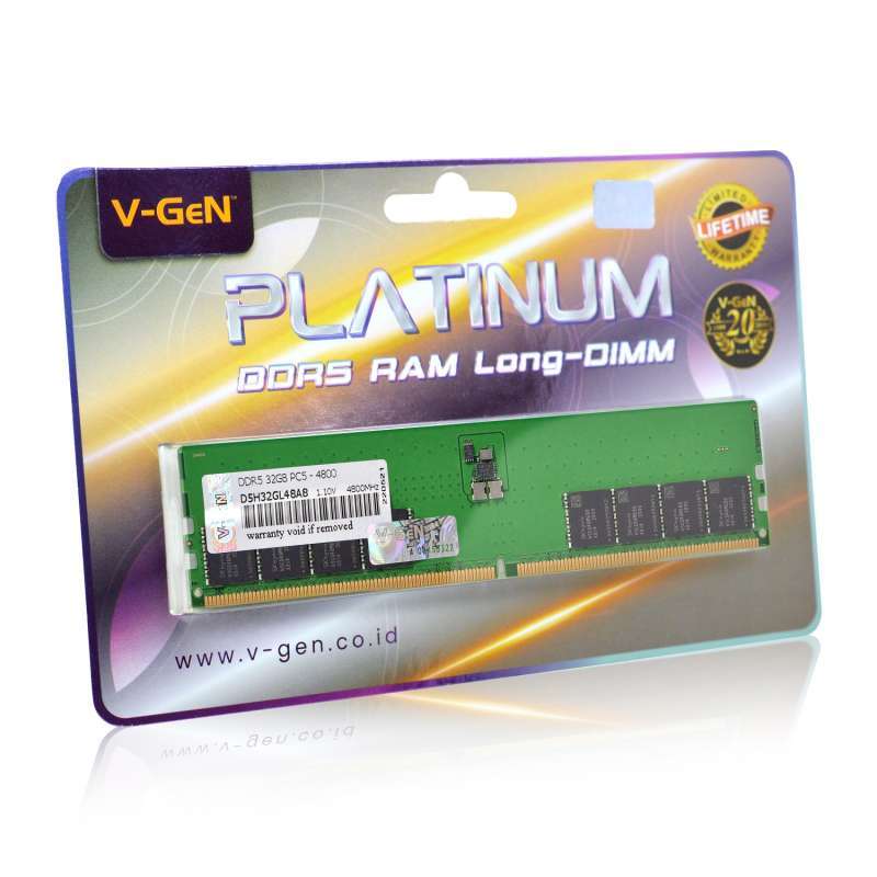 Jual RAM DDR5 V-GeN Platinum 32GB PC 38400/4800Mhz LongDimm Memory PC ...