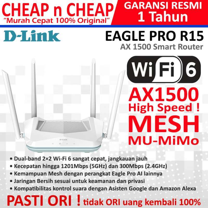 Jual Dlink Eagle Pro R15 Wifi 6 Six Mesh - D-Link Gigabit Smart Router ...