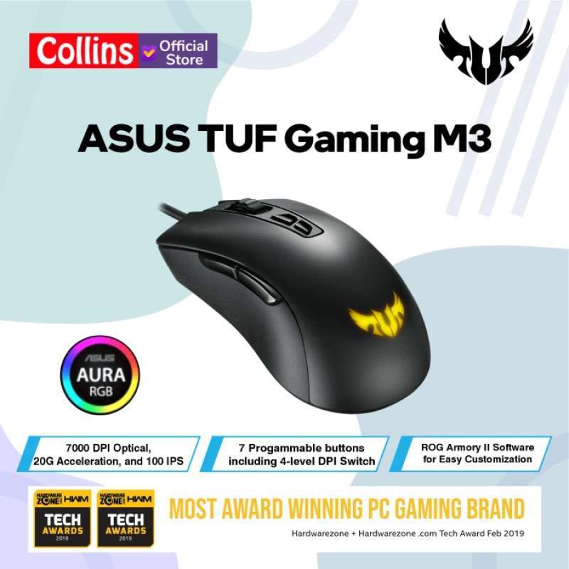 Jual Asus Tuf Gaming M3 Ergonomic Wired Rgb Gaming Mouse With 7000 Dpi ...