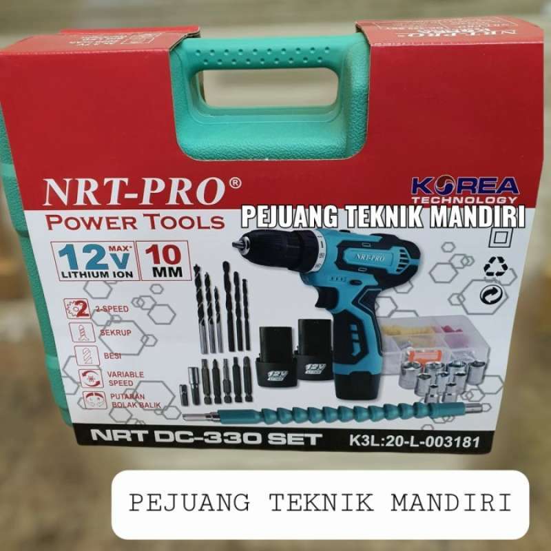 Promo Bor Baterai Nrt Pro Dc 330 Set / Cordless Drill Nrt Pro Dc330 Set ...