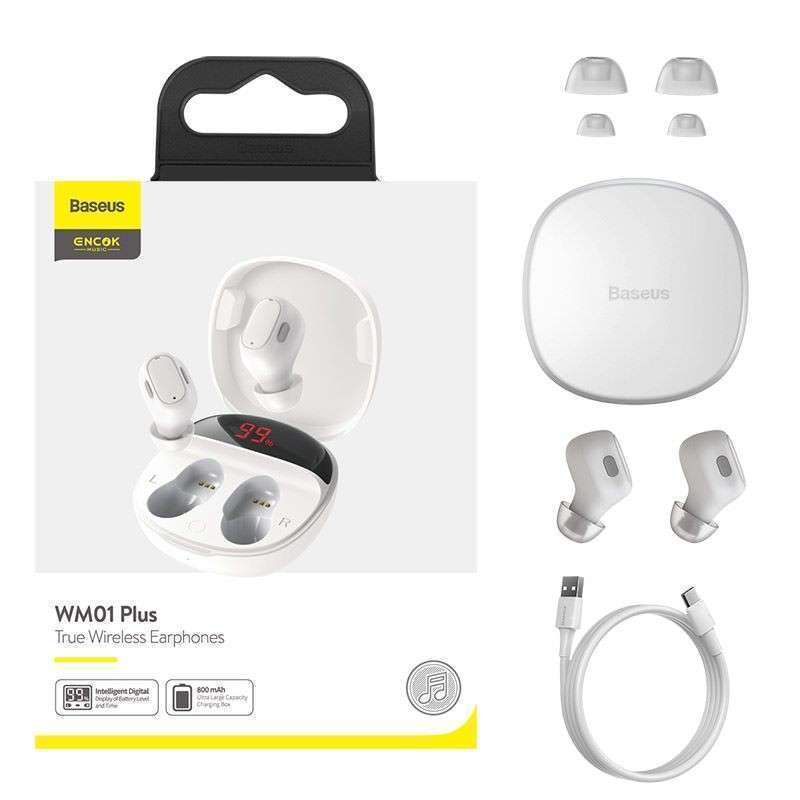 Jual Baseus Encok True Wireless Earphones WM01 Plus - White di Seller ...