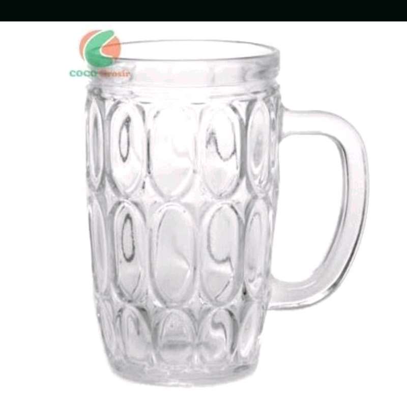 Jual Gelas Beling Kaca Bening Gagang 0.4L Minum Air Teh Kopi Susu Latte ...