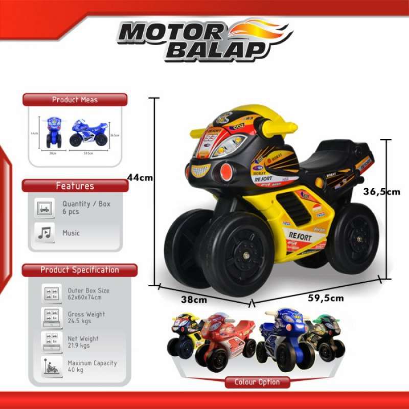 Jual Motor Balap Roda Empat Ride On Car Mainan Anak Mkt-Mrb di Seller ...
