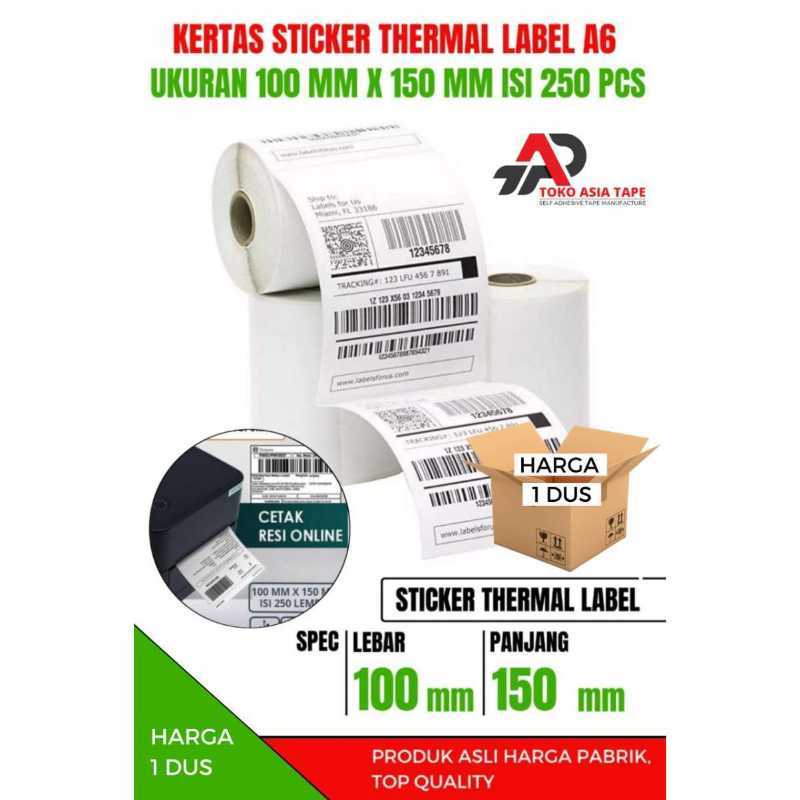 Jual LABEL THERMAL BARCODE 100 X 150MM KERTAS STICKER LABEL THERMAL ISI 250PCS PER-DUS di Seller ...
