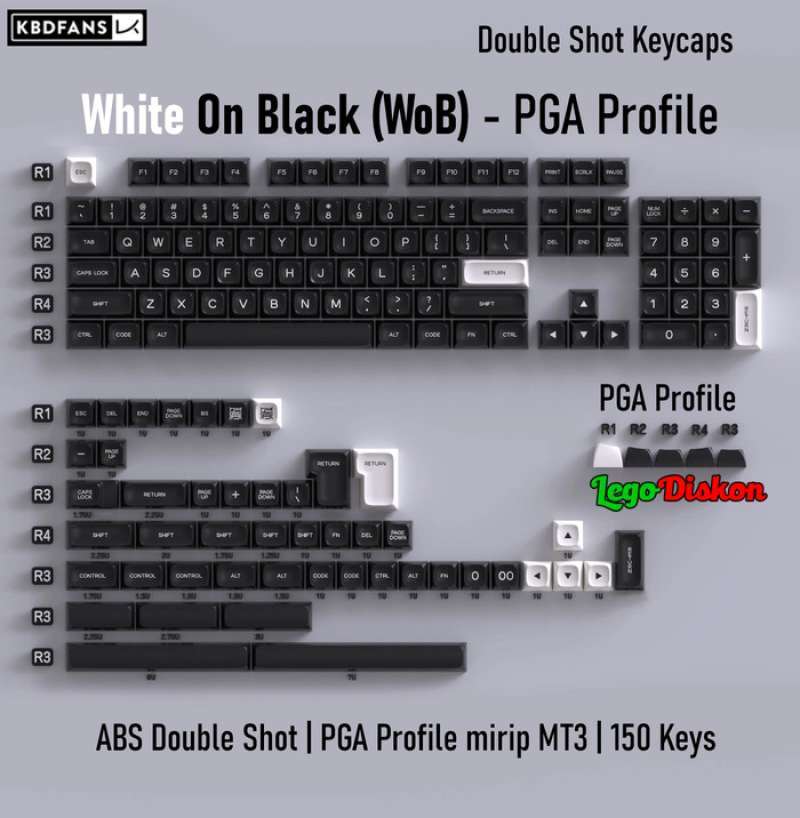 Promo White On Black Spartan - Keycaps Double Shot Pga Profile Kbdfans ...