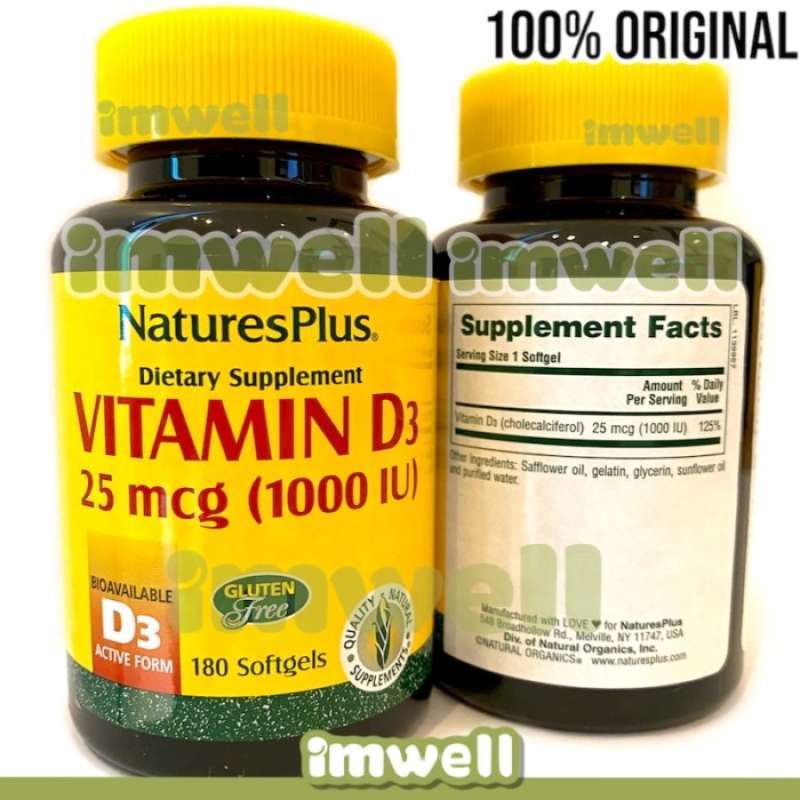 Promo Natures Plus Vitamin D3 1000iu 1000 iu (180 softgels) D 3 Vit Tulang Diskon 33% di Seller ...