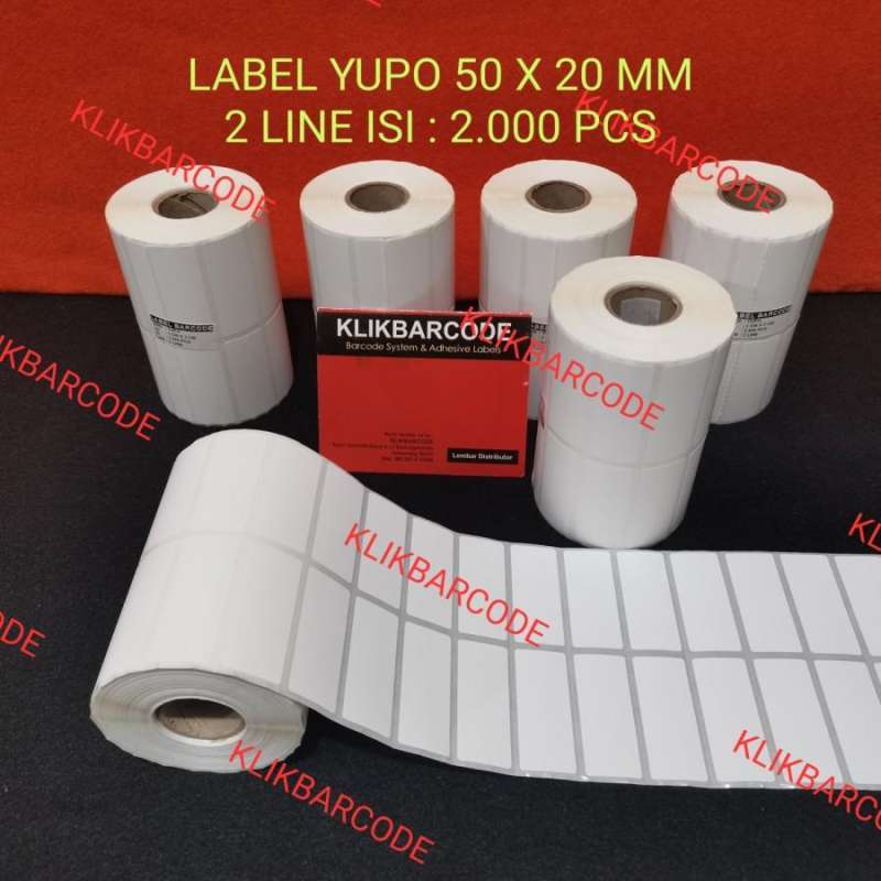 Jual Sticker Label Barcode Bahan Yupo Ukuran 50X20 Mm - 2 Line Isi 2000 ...