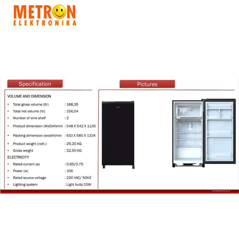Jual POLYTRON PRA 17 ZX BLACK KULKAS 1 PINTU 170 LITER TEMPERED GLASS ...