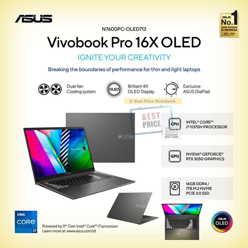 Jual ASUS VIVOBOOK PRO 16X OLED N7600PC-OLED713/OLED714 I7 11370H 16GB ...