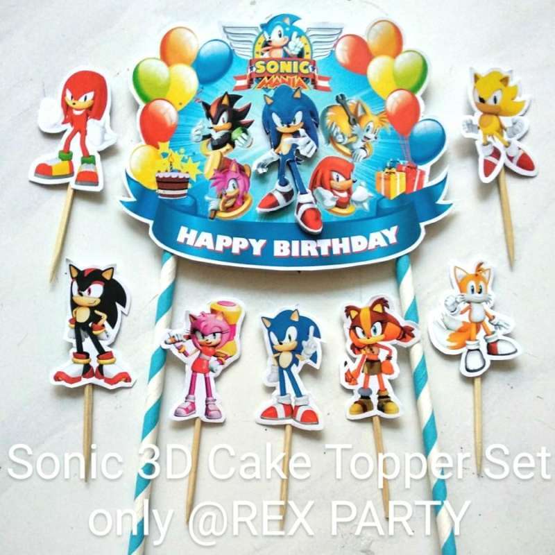 Jual Sonic The Hedgehog Cake Topper/Topper Kue Sonic/Topper 3D Birthday ...
