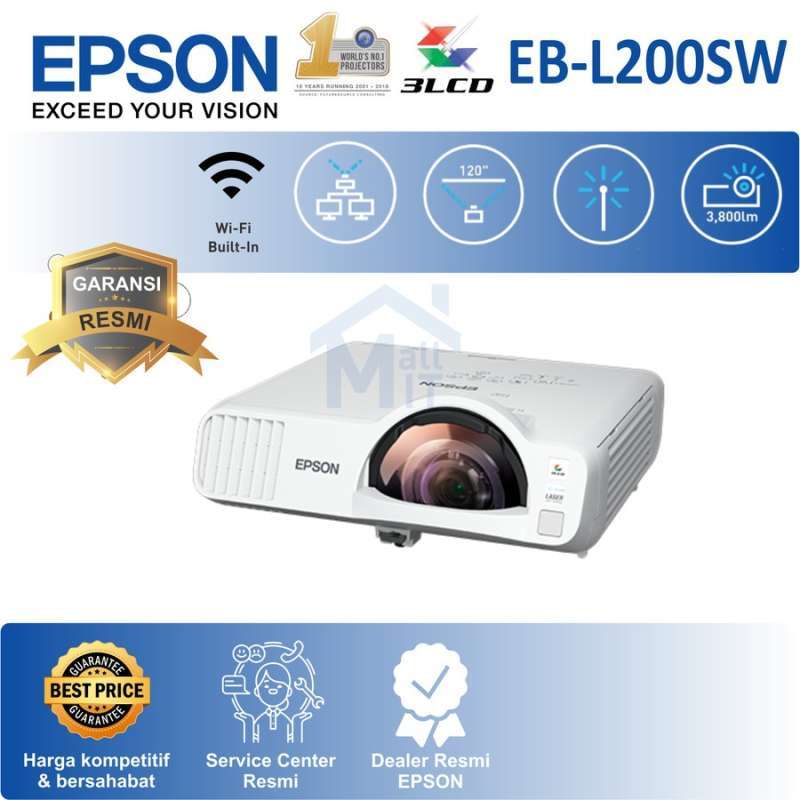 Jual PROYEKTOR LASER EPSON EB-L200SW EBL200SW L200SW L200 WXGA SHORT THROW di Seller Mall IT ...