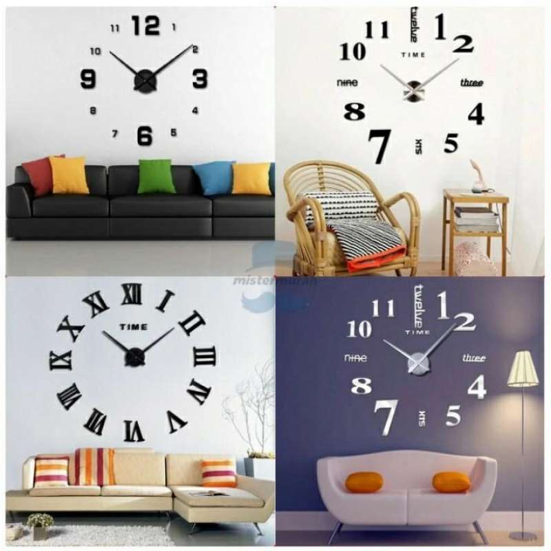 Jual Jam Dinding Tempel Diy - Giant Wall Clock 3d / Jam Besar Pajangan ...