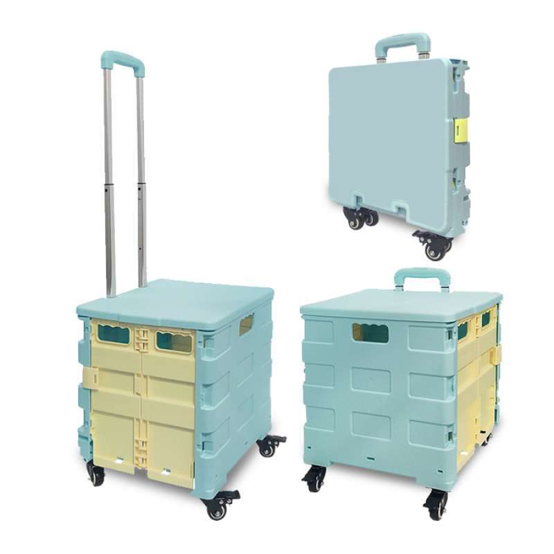 Jual Troli Lipat Box 4 Roda Keranjang Belanja Folded Trolley di Seller ...