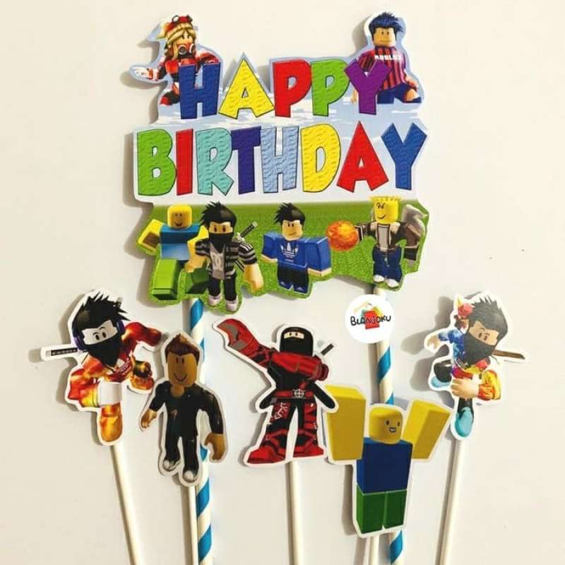 Jual ROBLOX BLUE TOPPER CAKE BIRTHDAY / HIASAN KUE ULANG TAHUN di ...
