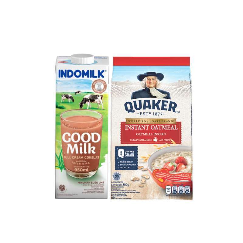 Jual Bundling - Indomilk Chocolate Susu UHT [950 mL] + QUAKER Instant ...