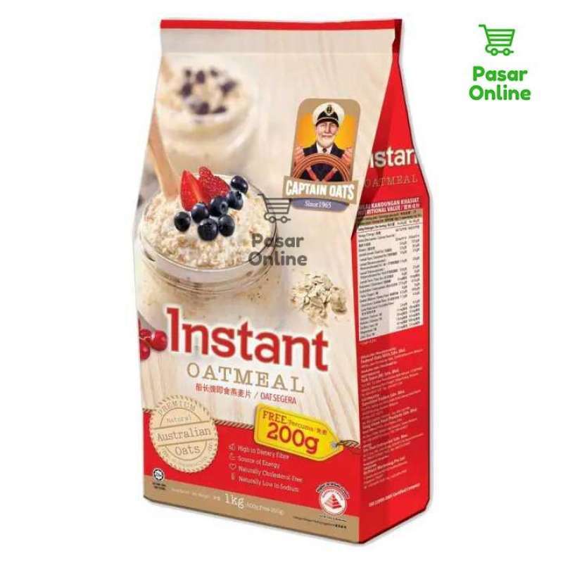 Jual CAPTAIN OATS INSTANT OATMEAL POUCH 800GR + FREE 200GR di Seller ...
