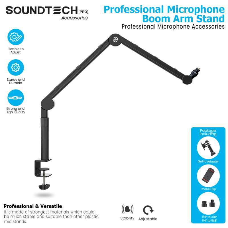 Jual SOUNDTECH Boom Arm Pro Heavyduty Stand Mic LED Phone Camera di ...