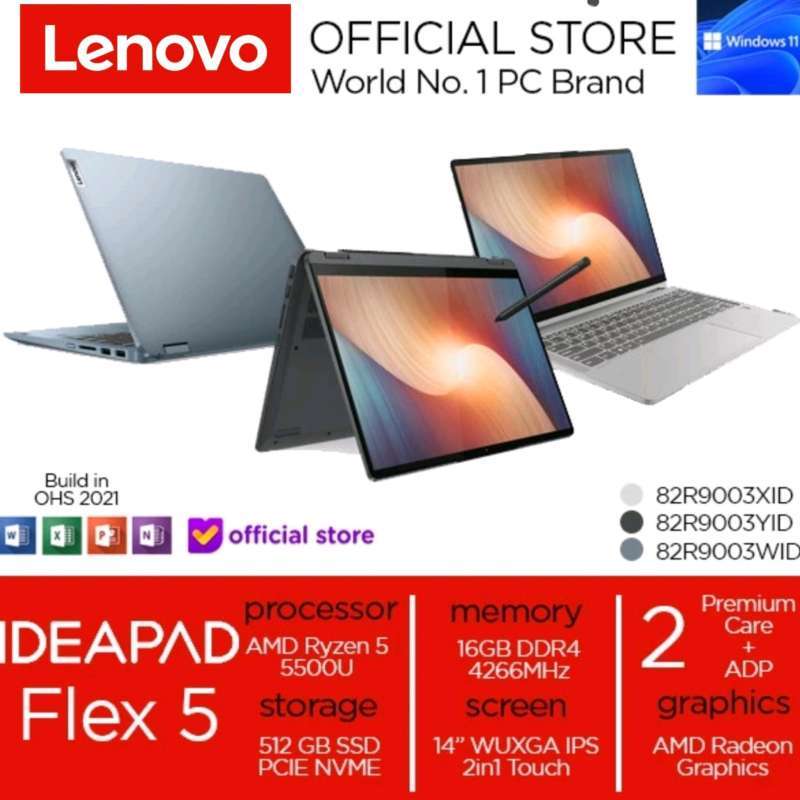 Jual Lenovo Flex 5 14alc7 3wid-3yid-3xid || Ryzen 5 5500 16gb 512ssd Vega Windows 11 Ohs 2021 14 ...