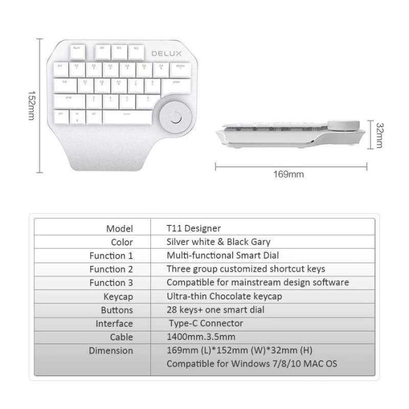 Promo Delux T11 Basic Designer Single Hand Keyboard Keypad With Smart