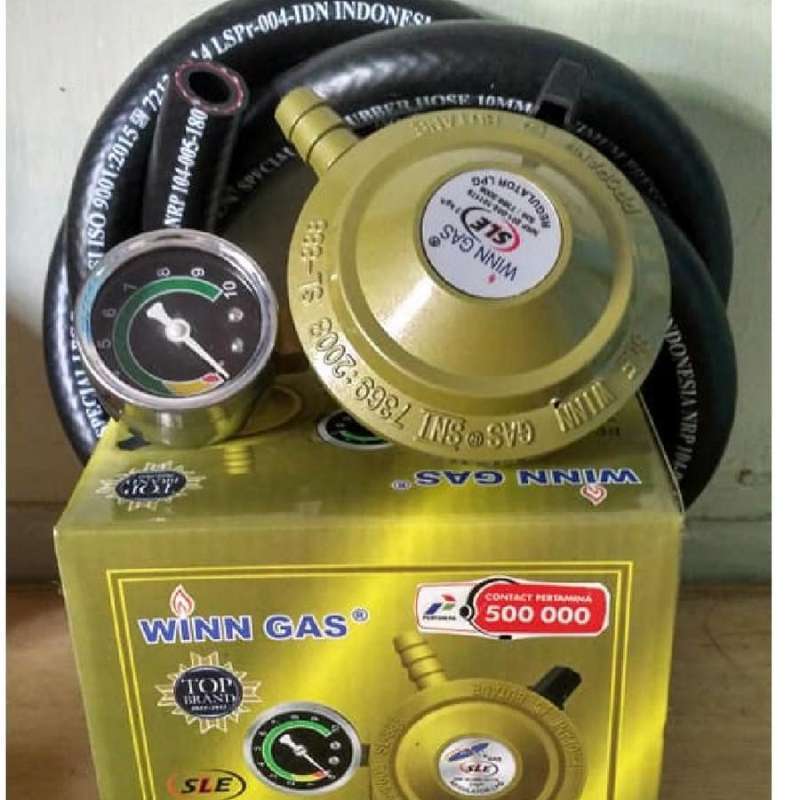 Jual Regulator Pertamina Gas Matic WINNGAS SL 888 GOLD Selang LPG 500 PSI di Seller lokananta ...