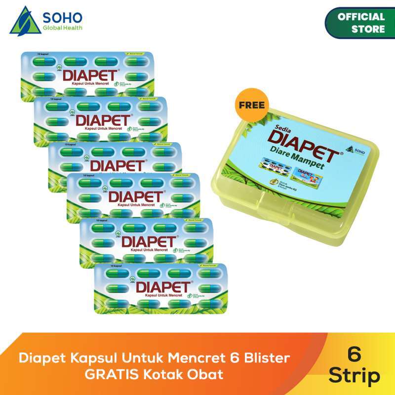Jual Diapet Kapsul Untuk Mencret 6 Blister @10 Kapsul GRATIS Kotak Obat ...
