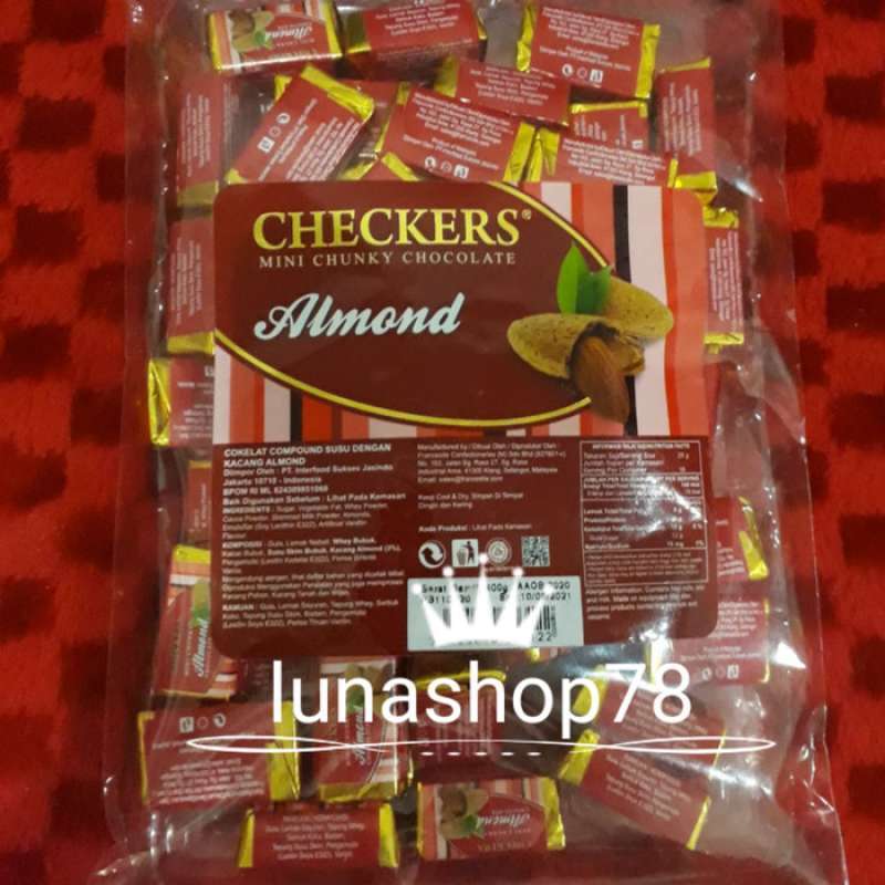 Jual Coklat susu kacang almond Checkers orange mini chunky chocolate ...