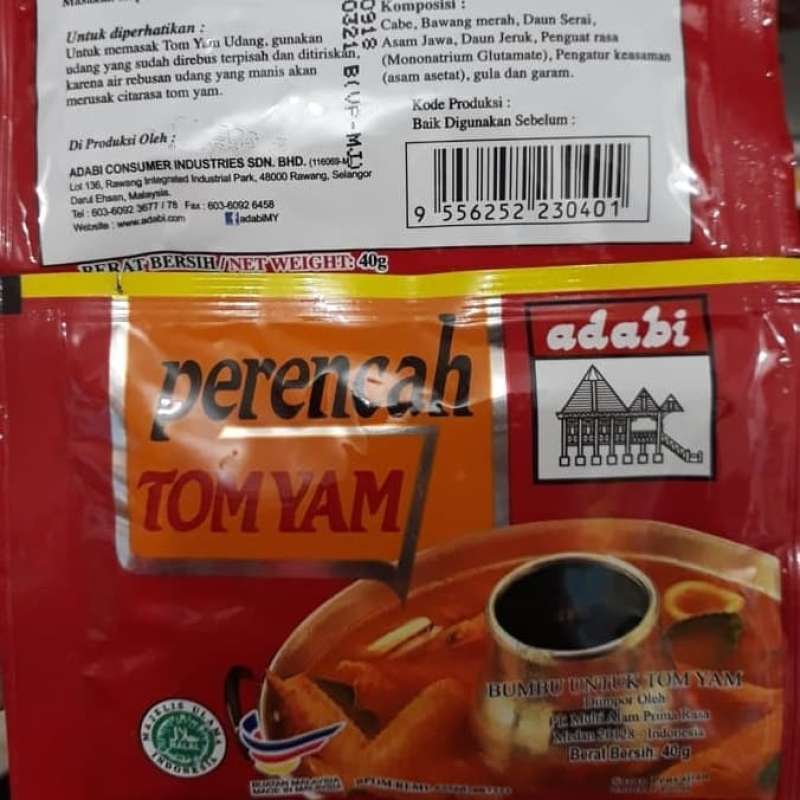 Jual Bumbu racik / perencah untuk Tom Yam Adabi Thai Tom Yum paste 40g ...