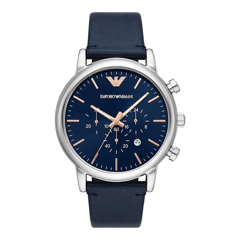 Promo Emporio Armani Chronograph AR11451 Men Blue Dial Blue Leather Strap [Machtwatch] Diskon 35 ...