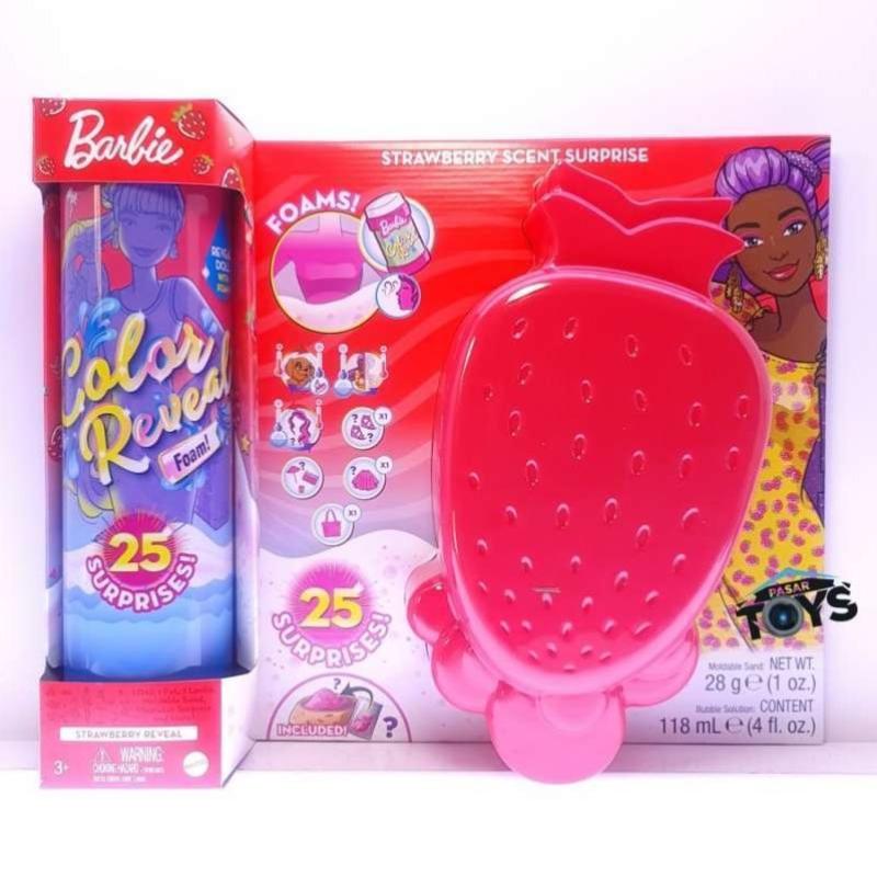 Jual Barbie Color Reveal Foam! Strawberry Scent Surprise 25 Surprises ...