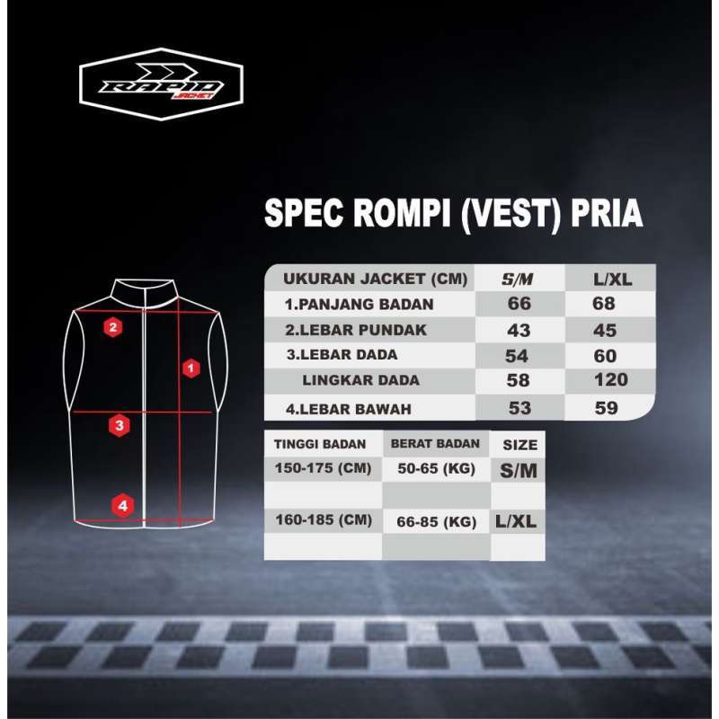 Promo Rompi Motor Pria Touring Anti Angin Rapid Armour Tahan Angin ...